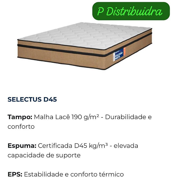 Colchão Selectus COM EPS ORTOPEDICO D45 138X188X29 Plumatex – Premoli ...