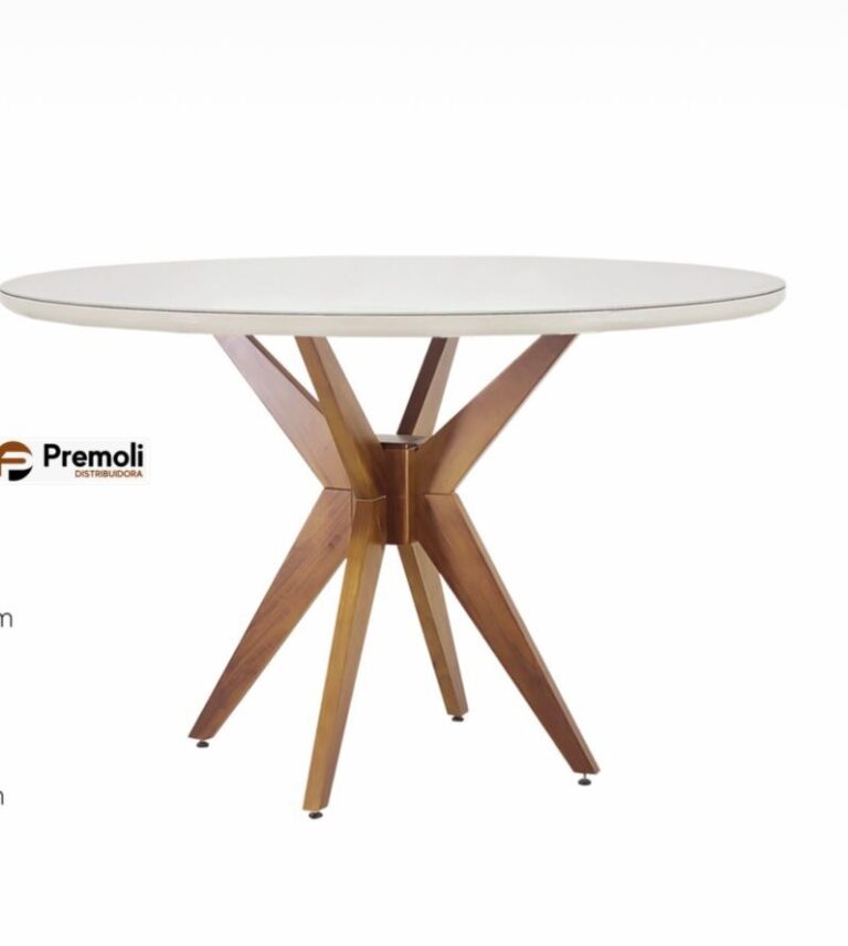Mesa Italia 120X120 Em Madeira Maciça C/Vidro – Premoli Distribuidora